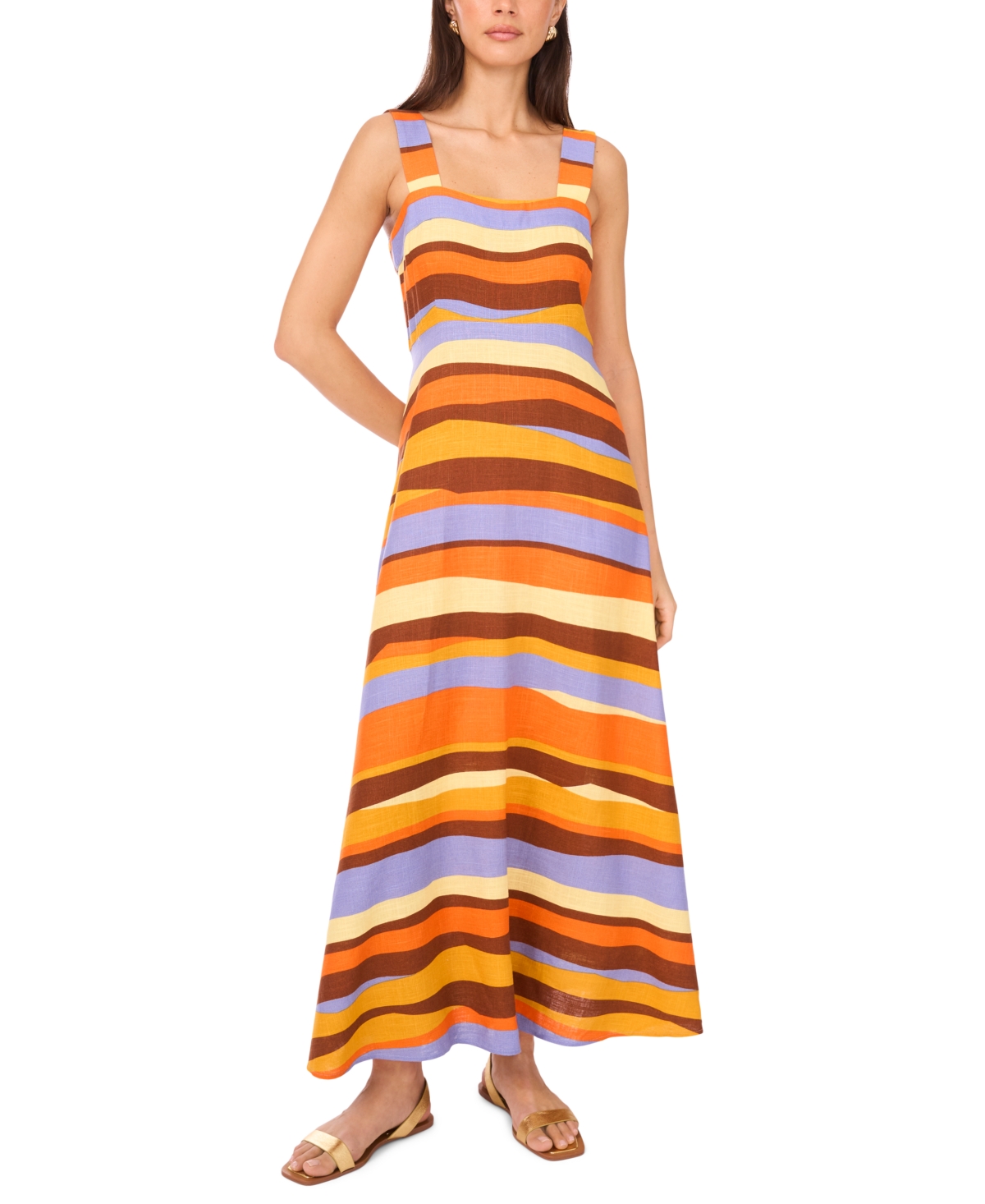 Click here for Vince Camuto Womens Striped Square-Neck Maxi Dress... prices