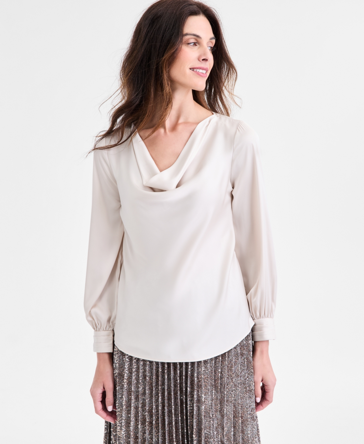 Click here for Anne Klein Womens Cowlneck Long-Sleeve Blouse - So... prices