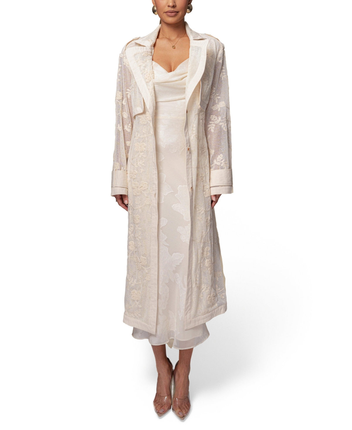 Click here for Jluxlabel Floral Embroidered Coat - Ivory prices