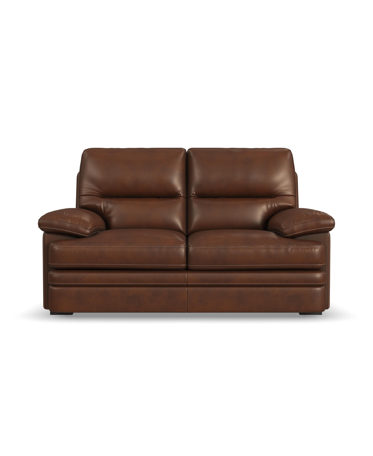 Click here for Flexsteel David 70 David Pecan Leather Loveseat -... prices