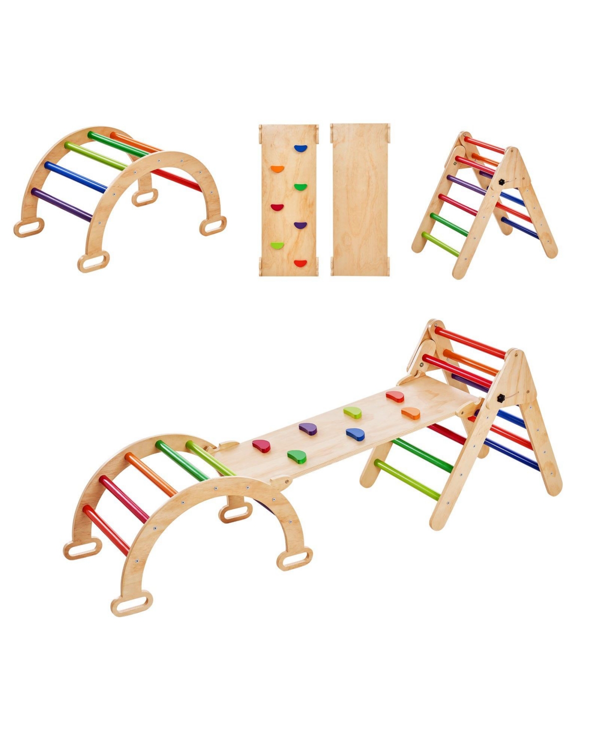 Click here for Slickblue Toddler Wooden Pikler Triangle Set 5 in... prices