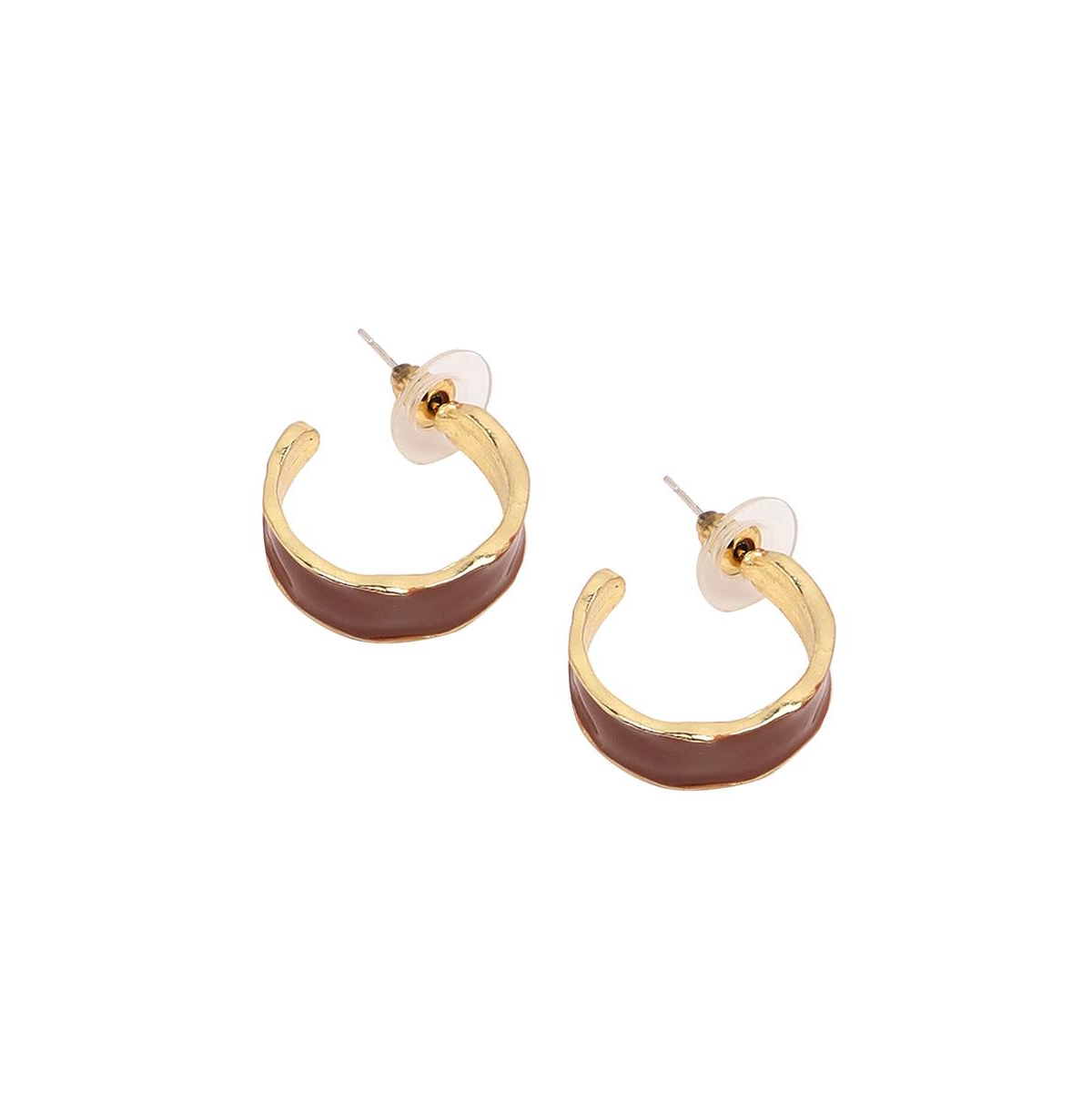 Click here for Sohi Womens Minimal Hoop Earrings - Brown prices