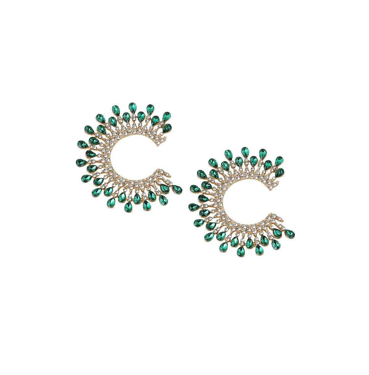 Click here for Sohi Womens White Stone Hoop Earrings - Green prices