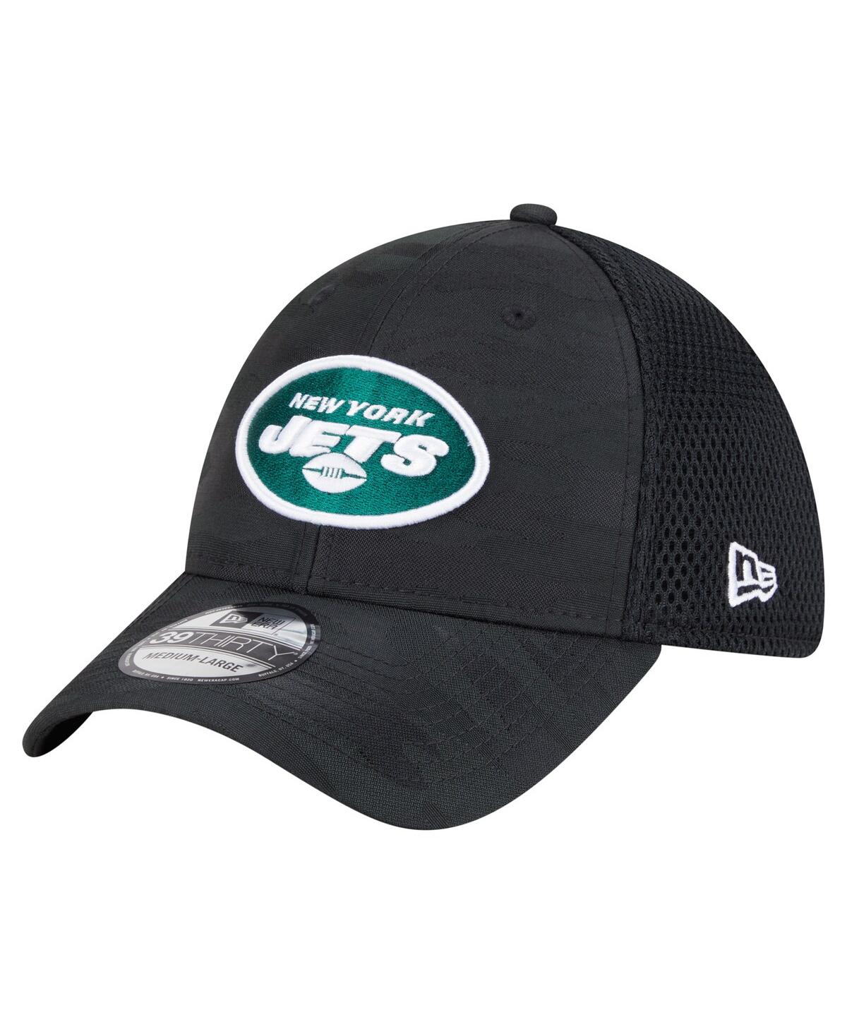 New Era Mens Black New York Jets Active Camo 39THIRTY Flex Hat - Black