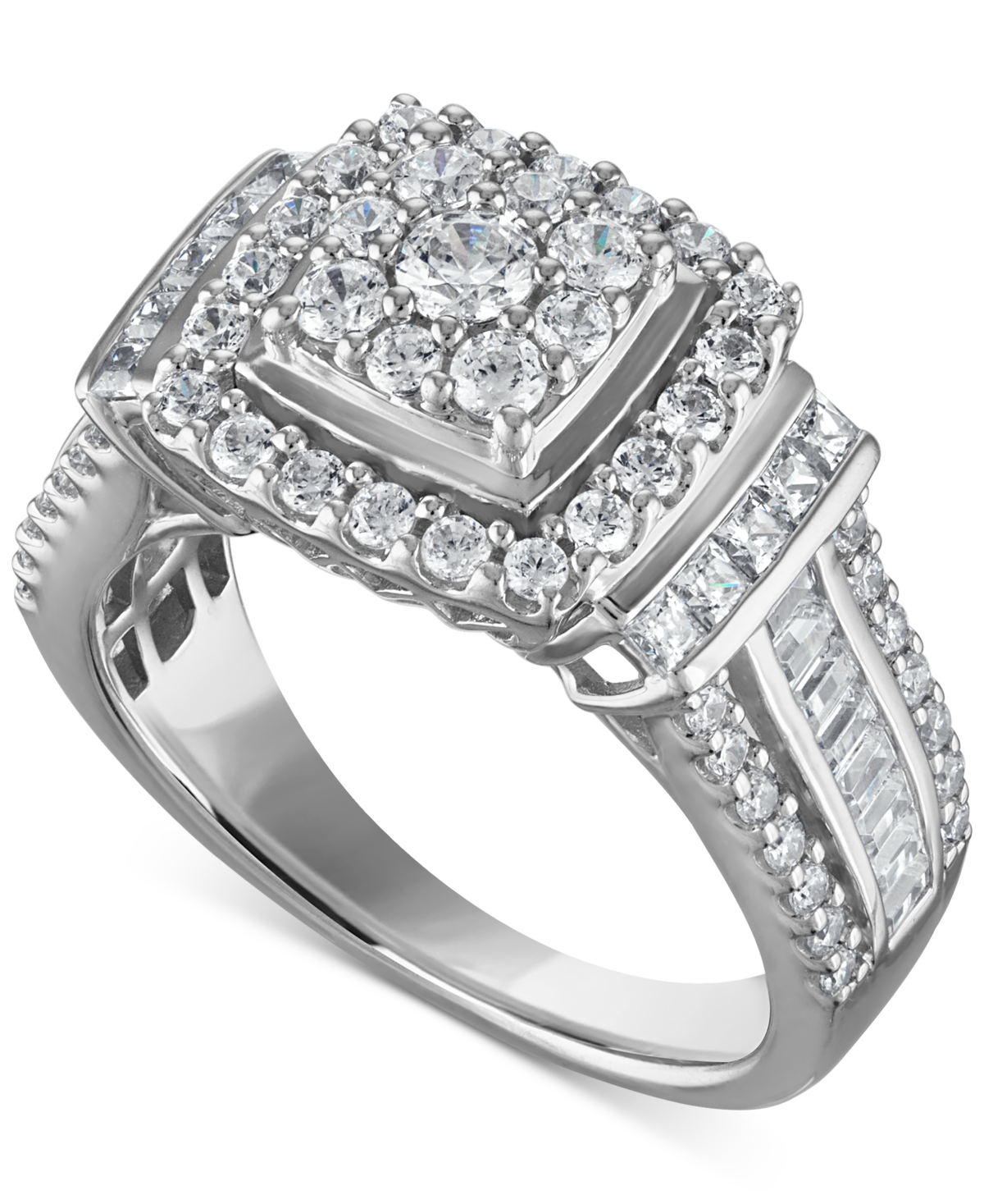 Click here for Diamond Square Shaped Halo Cluster Engagement Ring... prices