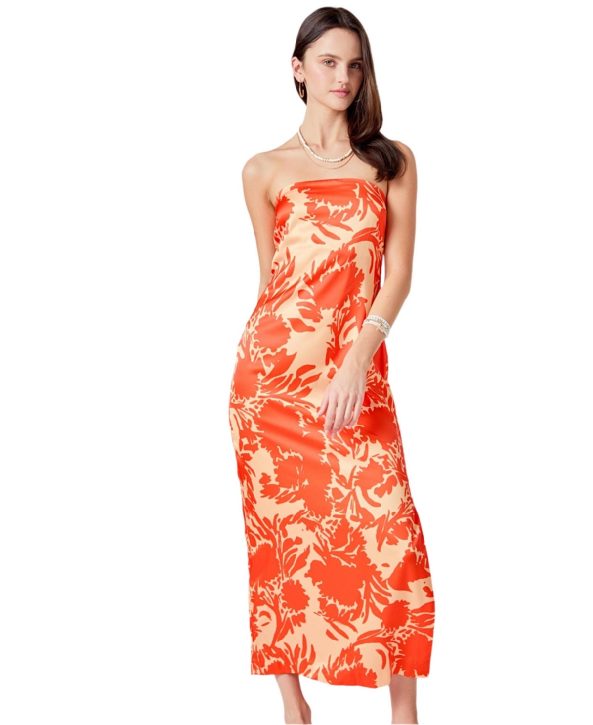 Click here for endless rose Womens Strapless Print Maxi Dress - O... prices