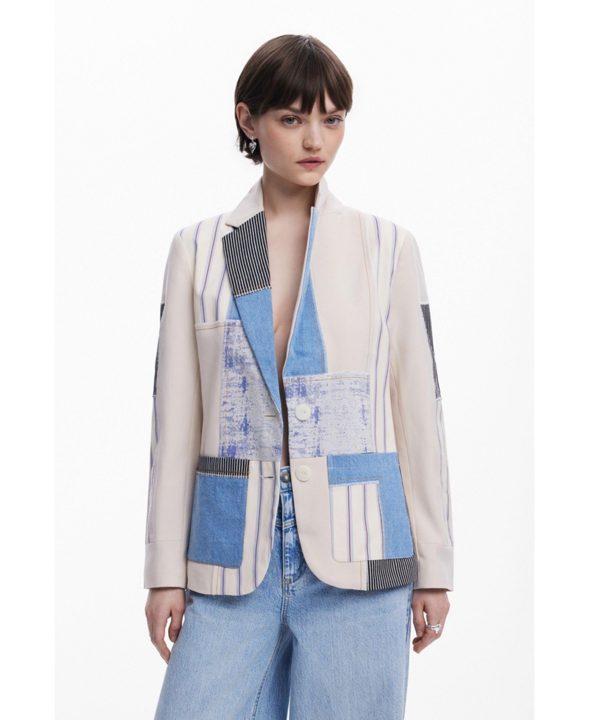 Click here for Desigual Womens Patchwork blazer - Light beige prices