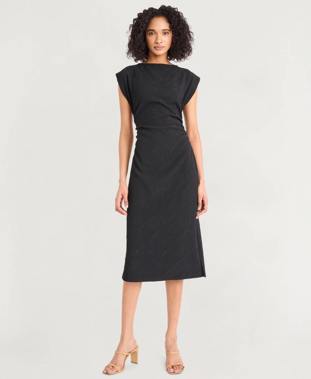 Click here for Luxely Womens Textured Ruched Midi Dress - Meteori... prices