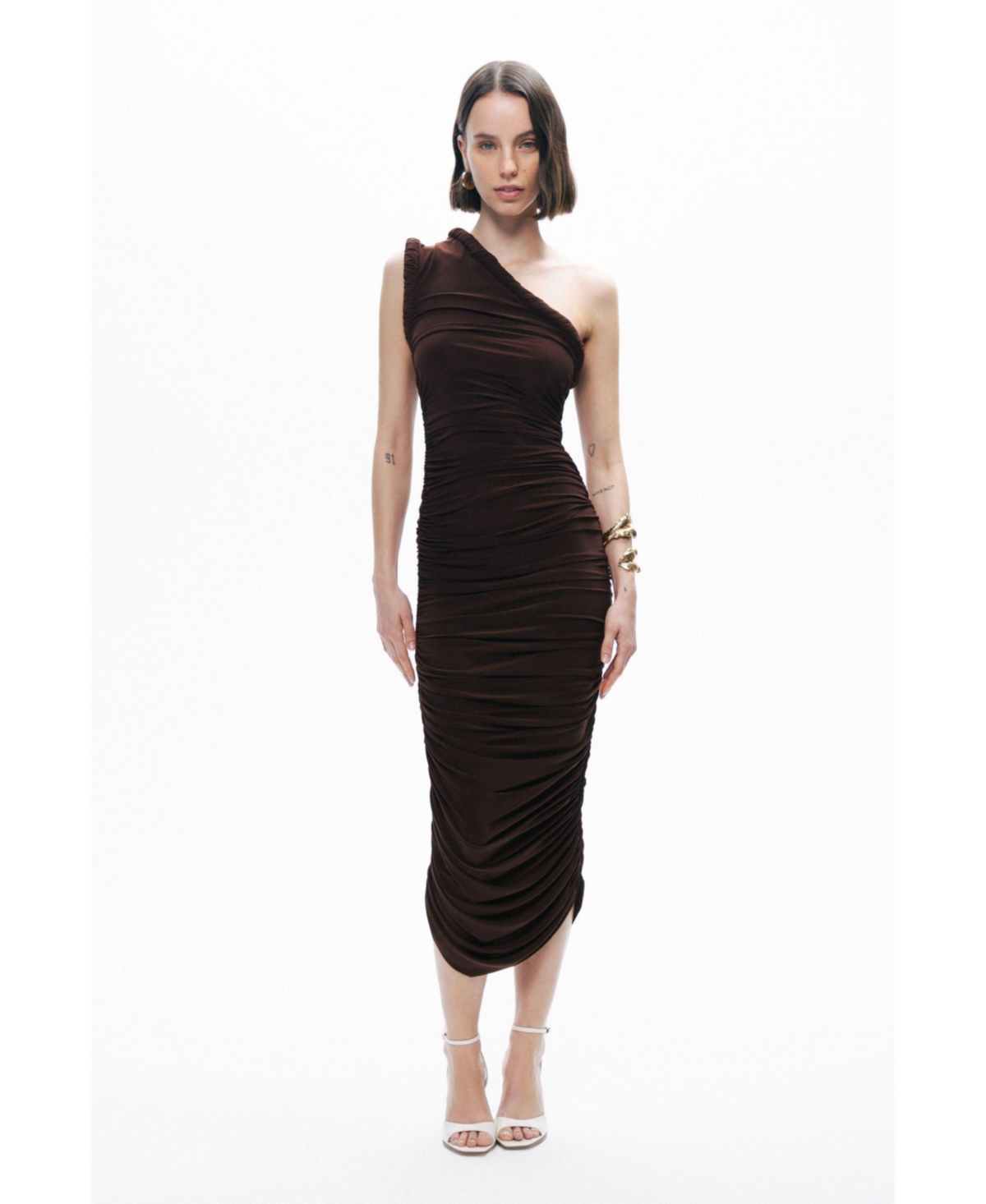 Click here for Nocturne Womens Twist Detail One-Sleeve Maxi Dress... prices