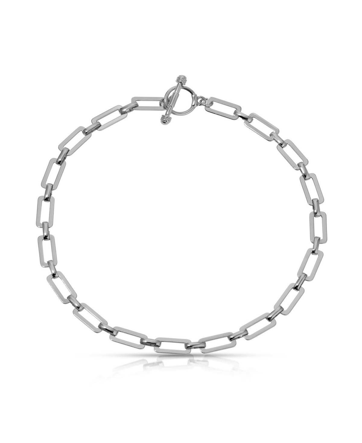 Click here for Ettika Golden Flat Rectangle Chain Necklace - Silv... prices