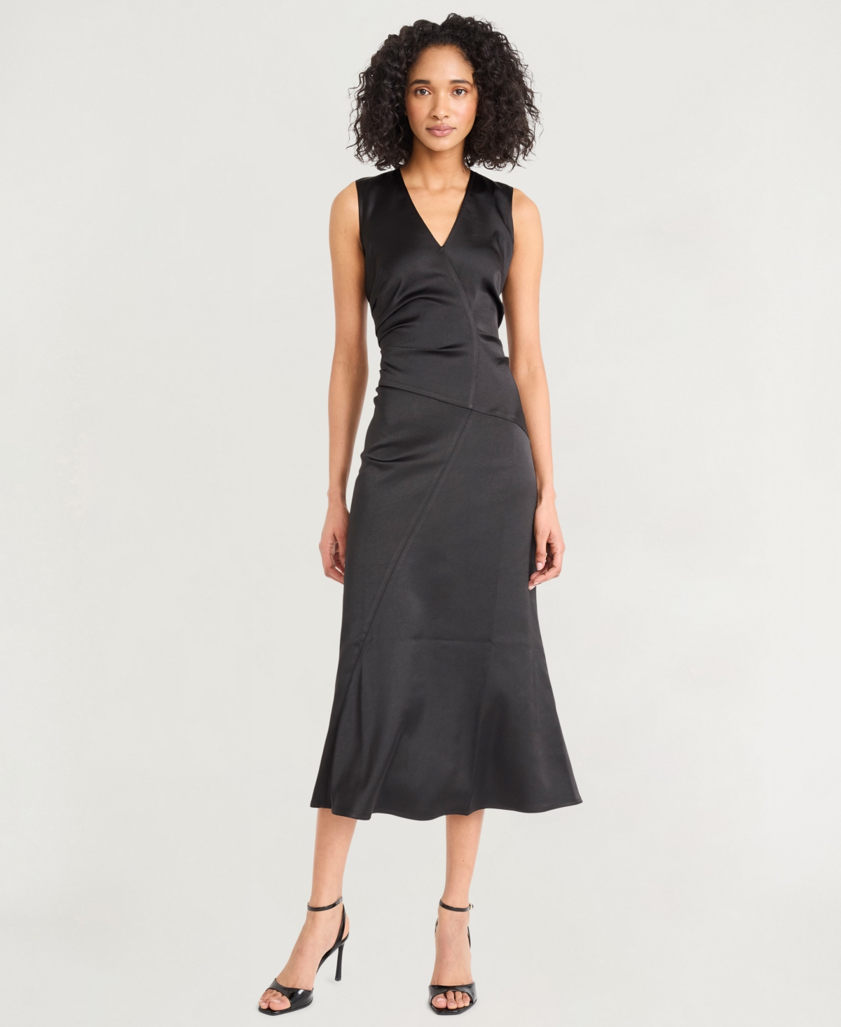 Click here for Luxely Womens Satin V-Neck Sleeveless Midi Dress -... prices