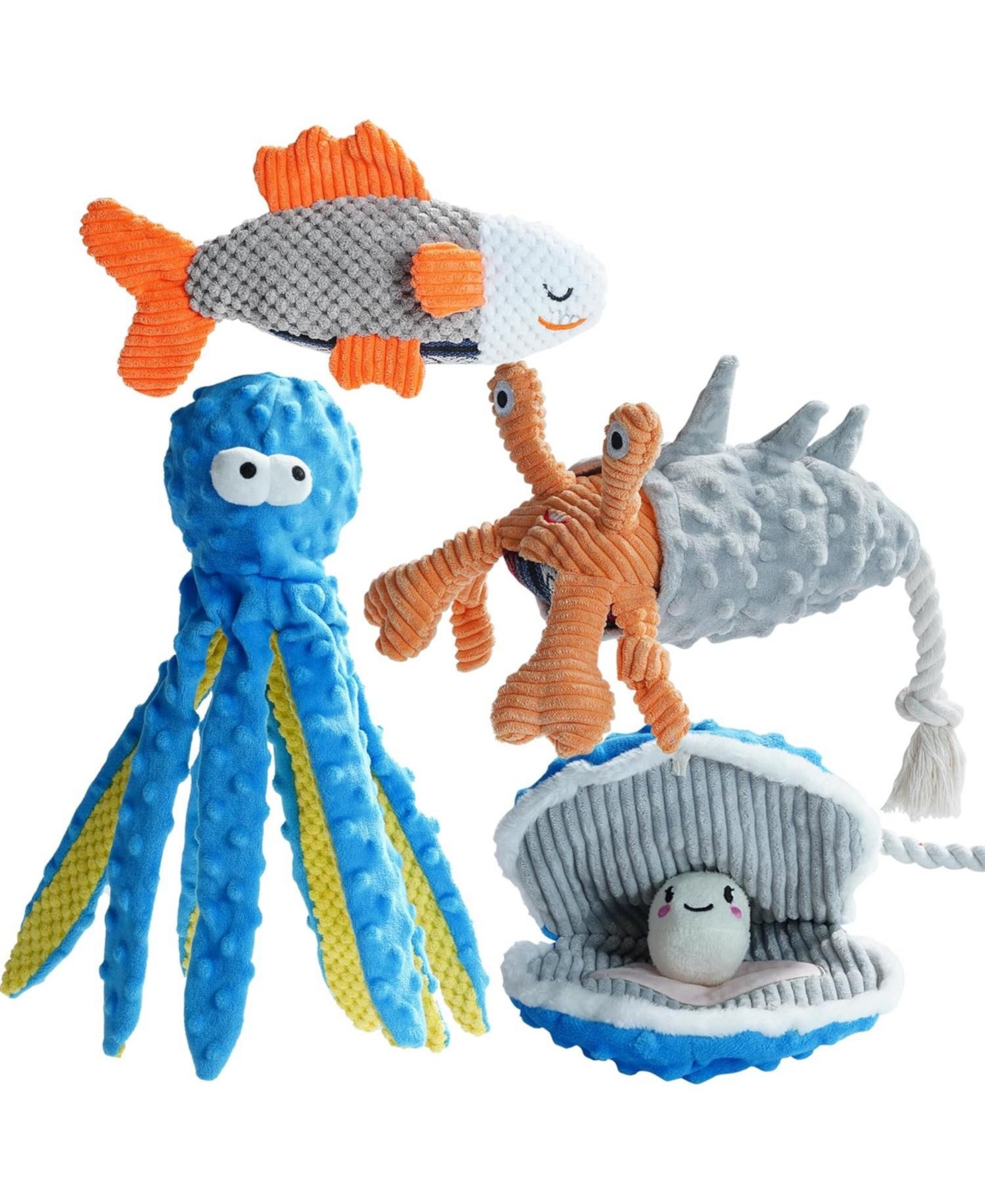 Click here for Nocciola 4 Pcs Sea Creatures Crinkle Squeaky Dog T... prices