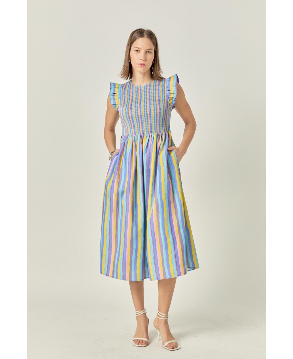Click here for English Factory Womens Stripe smocking Midi dress... prices