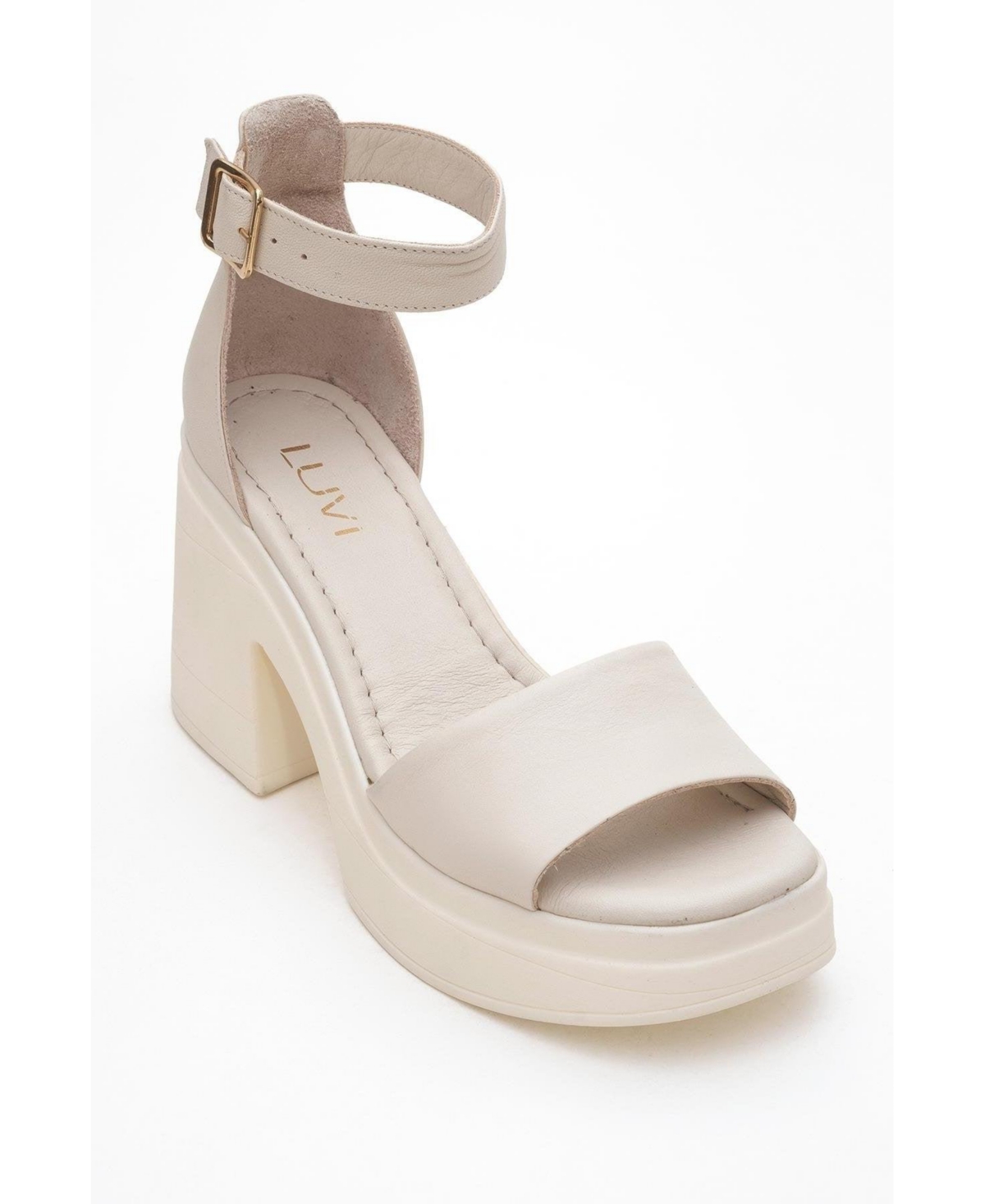 Click here for Margot Leather Platform Sandal (Women) - Beige lea... prices