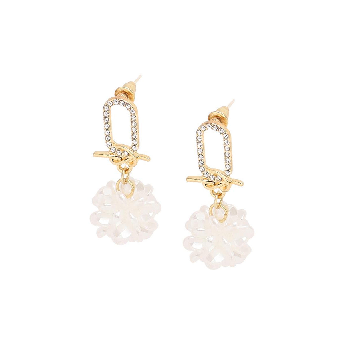 Click here for Sohi Womens Silver Snowball Drop Earrings - White prices