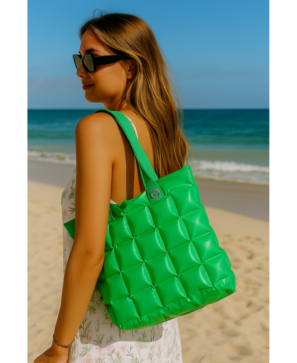 Click here for Clarissa Inflatable Tote Purse - Green prices
