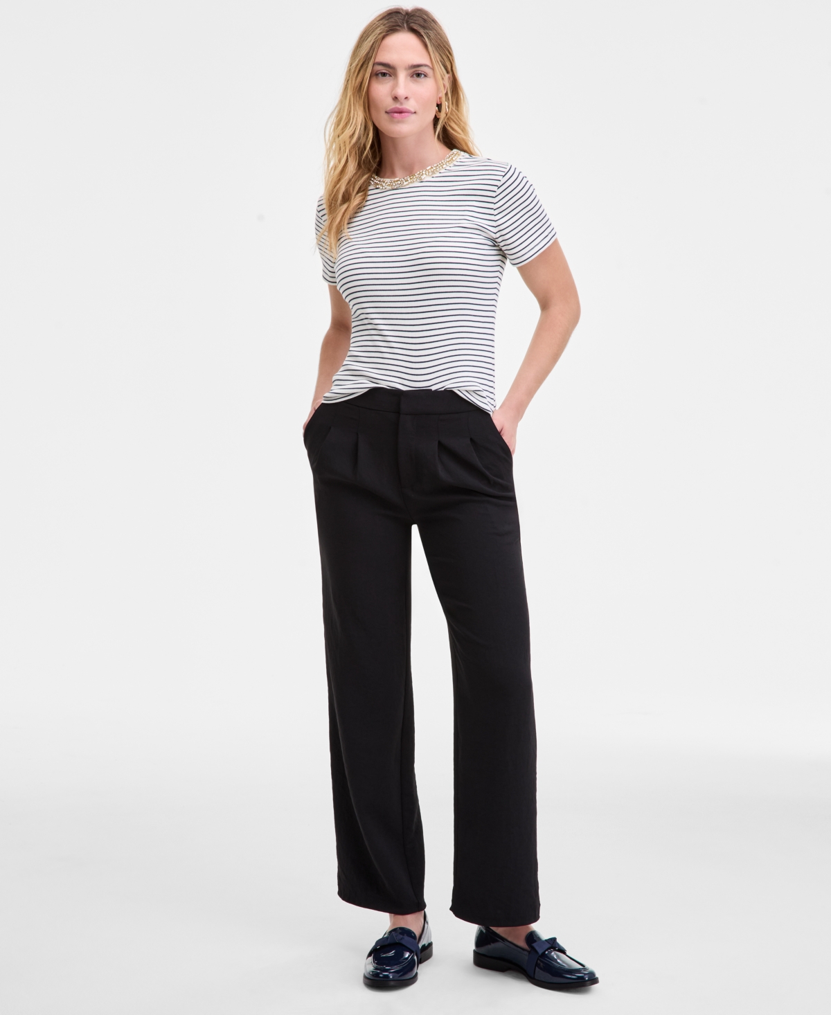 Click here for On 34th Womens High-Rise Crepette Trouser Pants  M... prices