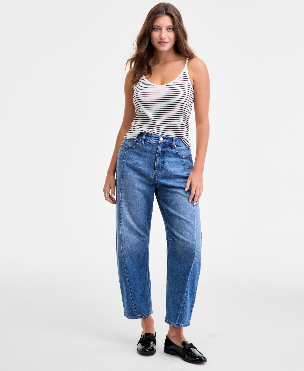 Click here for On 34th Womens Cropped High-Rise Barrel-Leg Jeans... prices