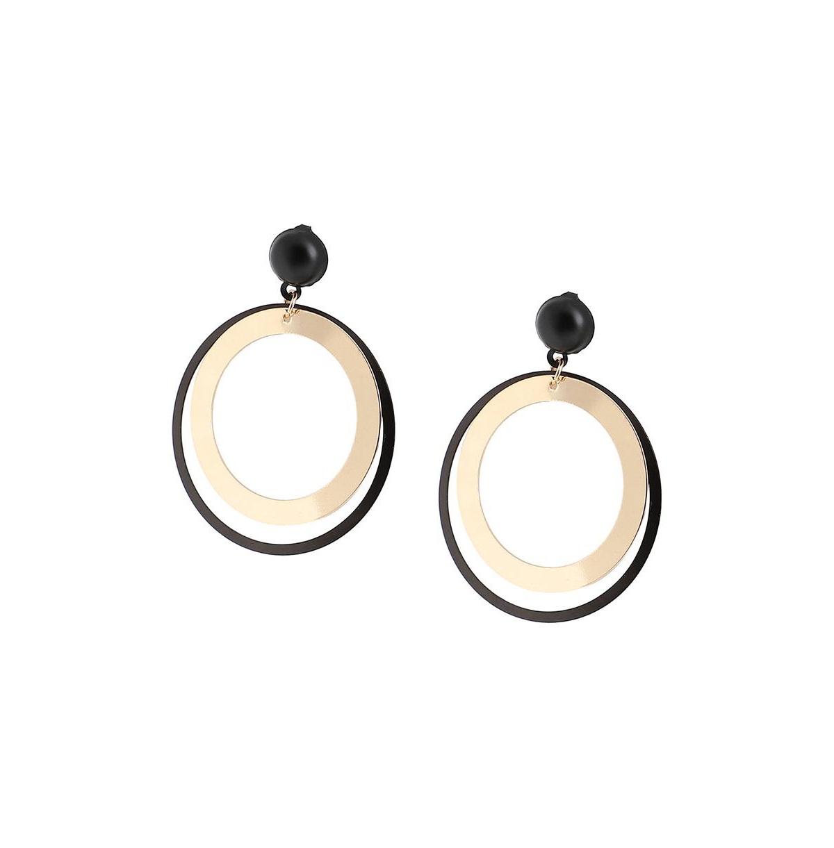 Click here for Sohi Womens Gold Block Drop Earrings - Black prices
