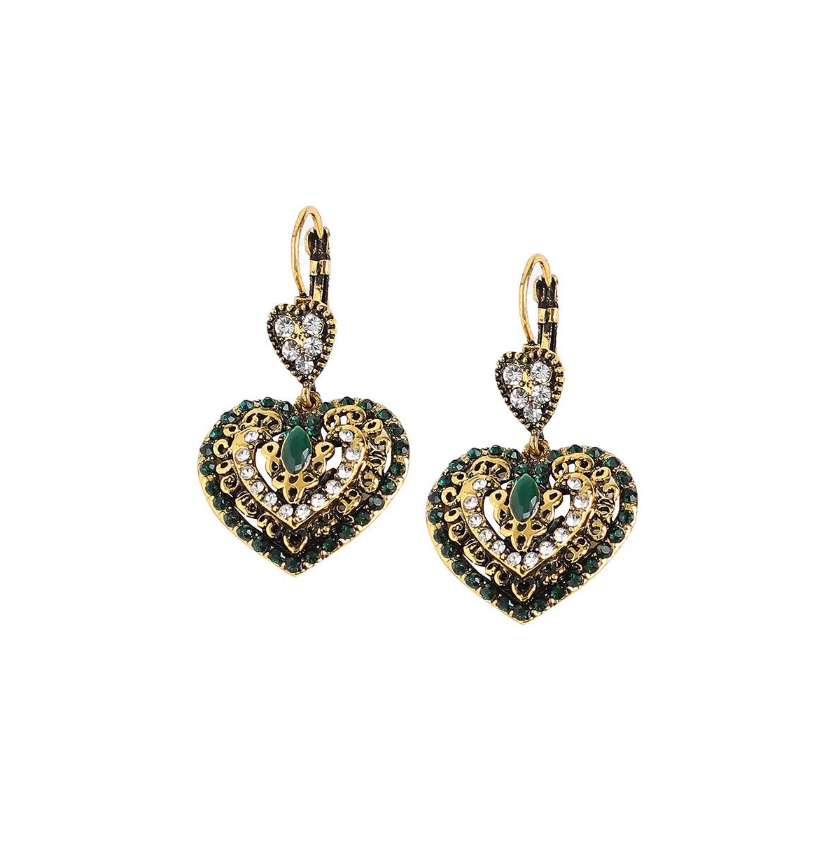 Click here for Sohi Womens Pink Heart Drop Earrings - Green prices