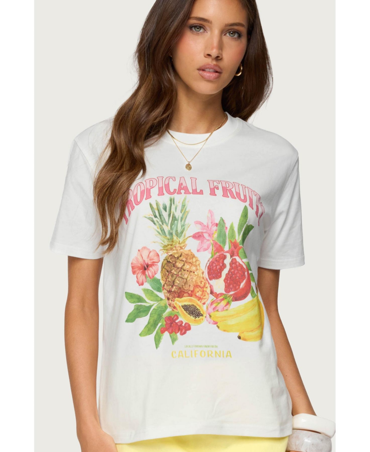 Edikted Tropical Fruits Graphic T-Shirt