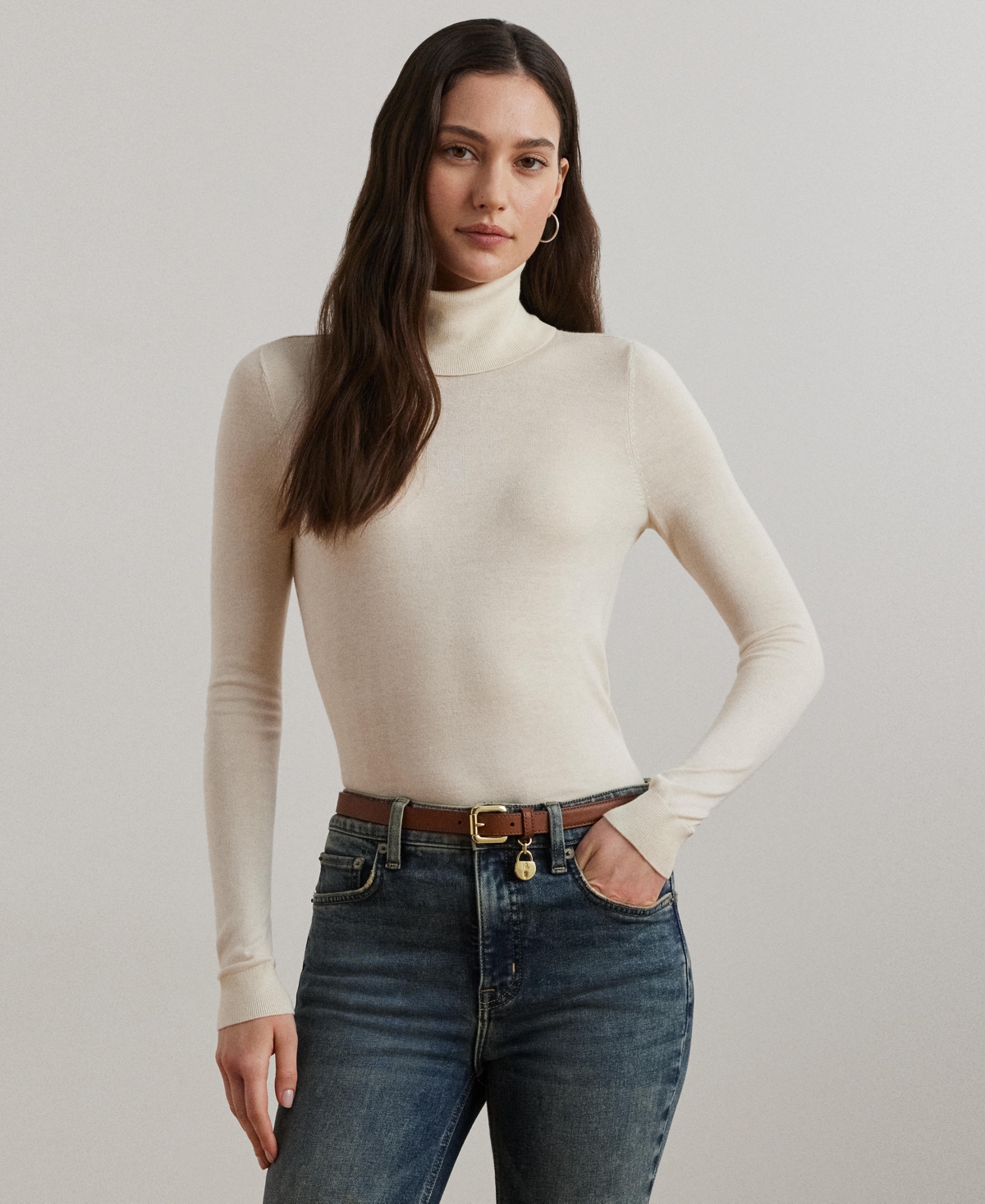 Click here for Lauren Ralph Lauren Womens Silk-Blend Turtleneck S... prices