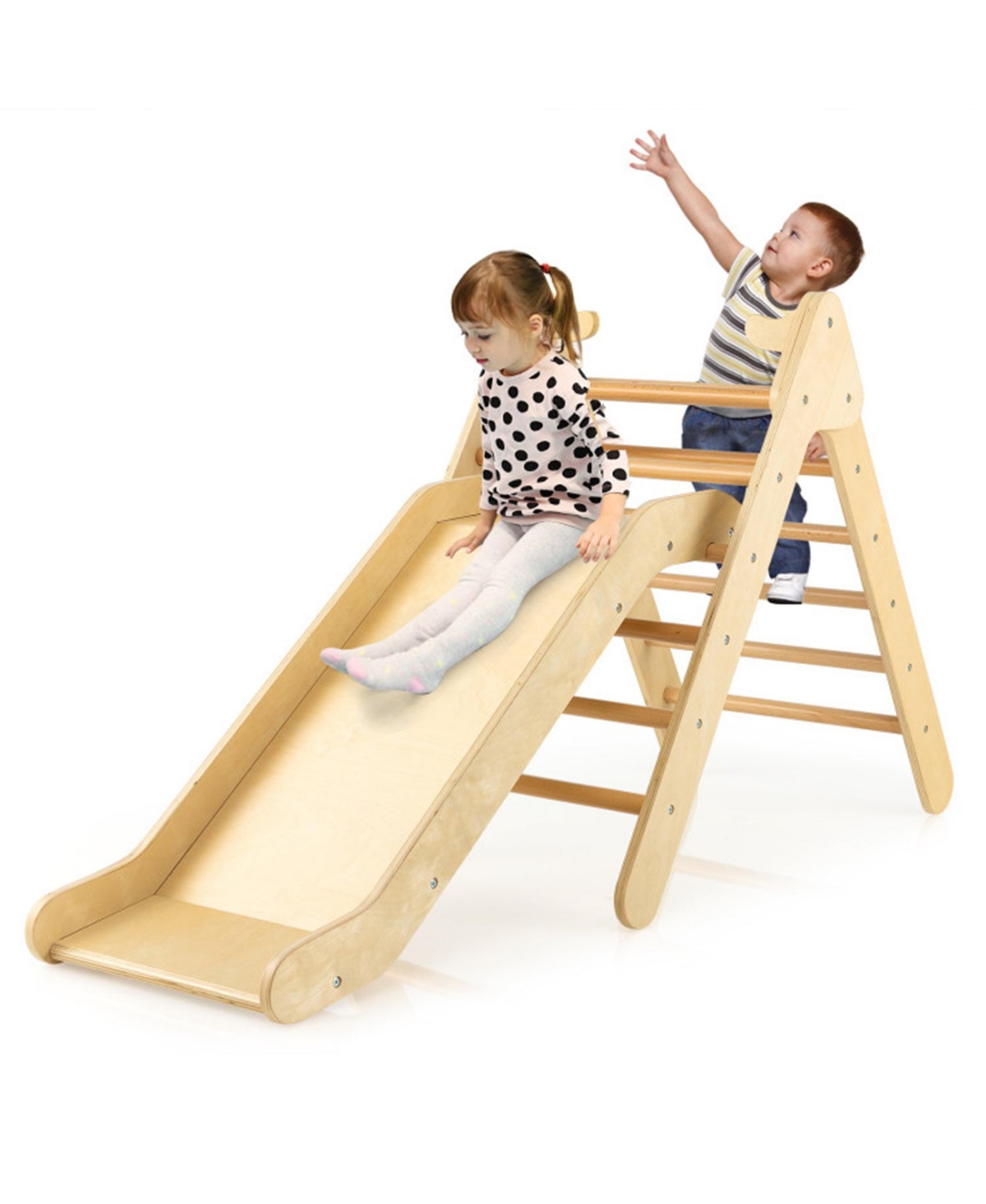 Click here for 2-in-1 Wooden Triangle Climber Set with Gradient A... prices