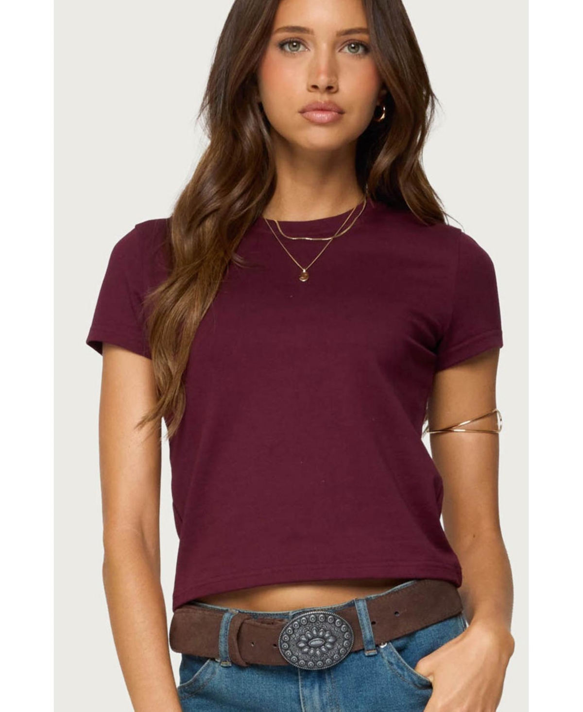 Click here for Edikted Womens Natalie T Shirt - Burgundy prices
