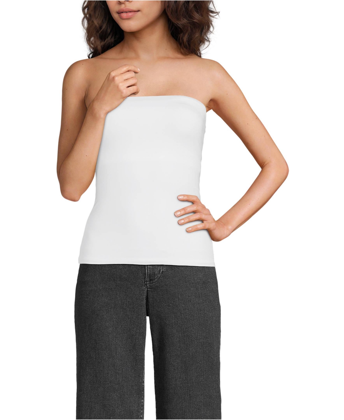 Click here for Lands End Womens Slender Tube Top - White prices