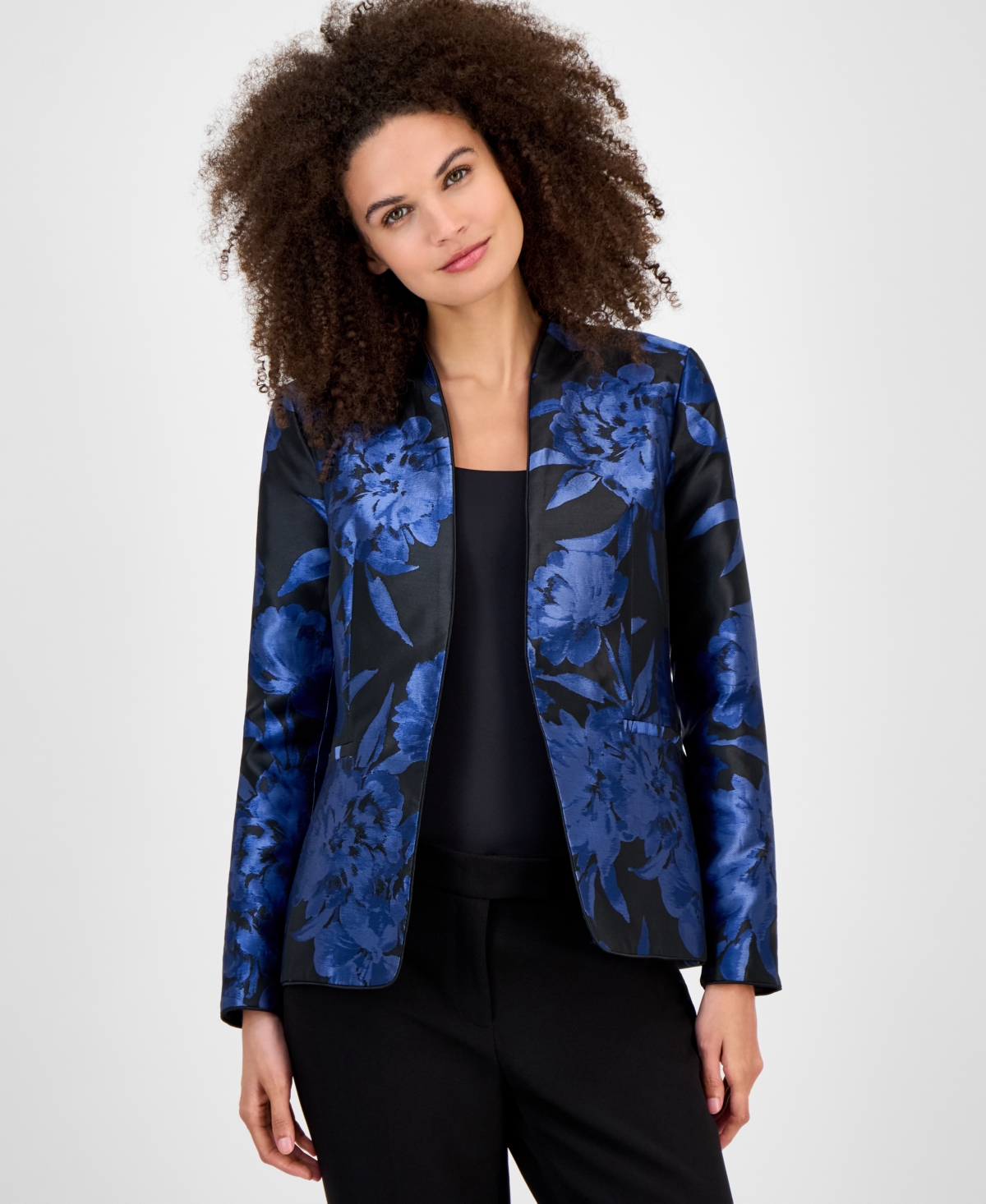Click here for Kasper Floral Jacquard Open-Front Jacket  Regular... prices