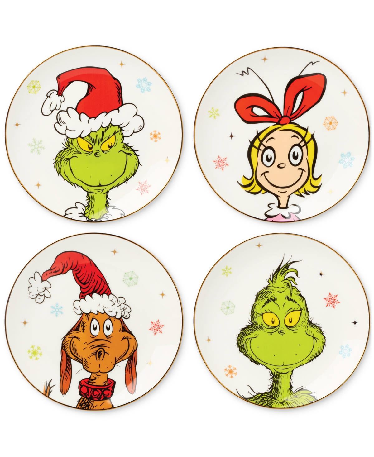 Click here for Lenox Merry Grinchmas Accent Plates  Set of 4 - Gr... prices