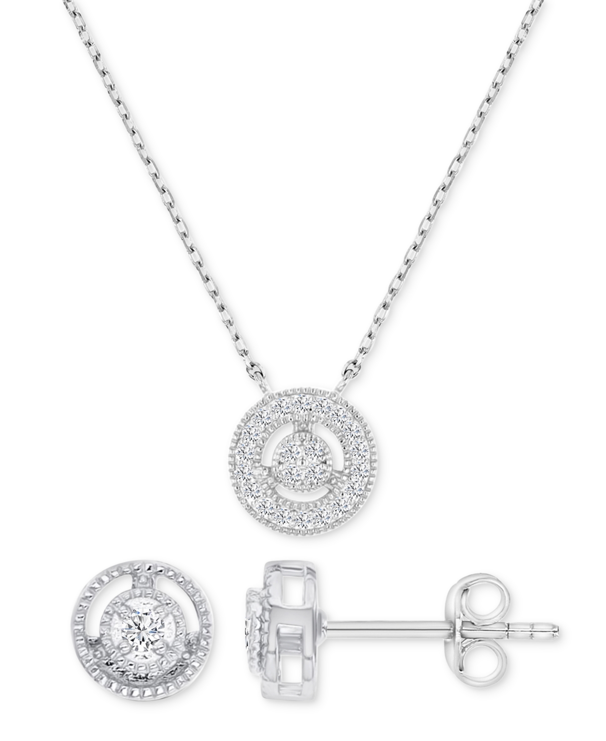 Click here for 2-Pc. Set Cubic Zirconia Halo Cluster Pendant Neck... prices