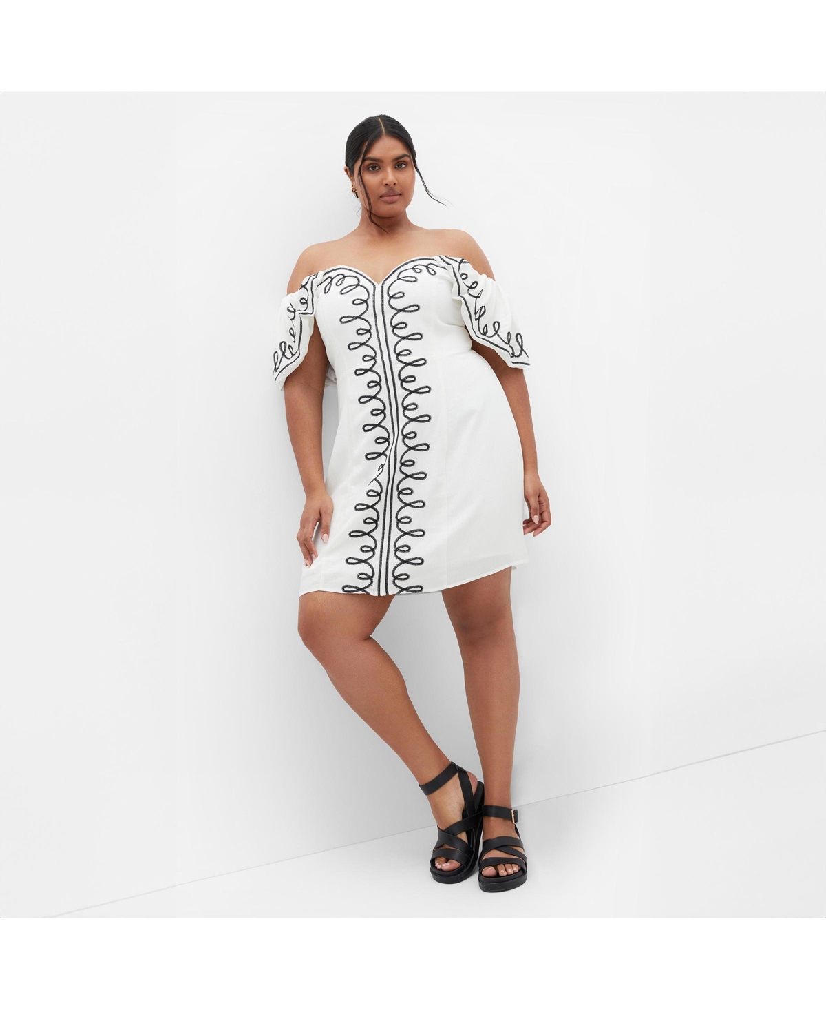 Click here for City Chic Womens Hana Embroidered Dress - Ivory prices