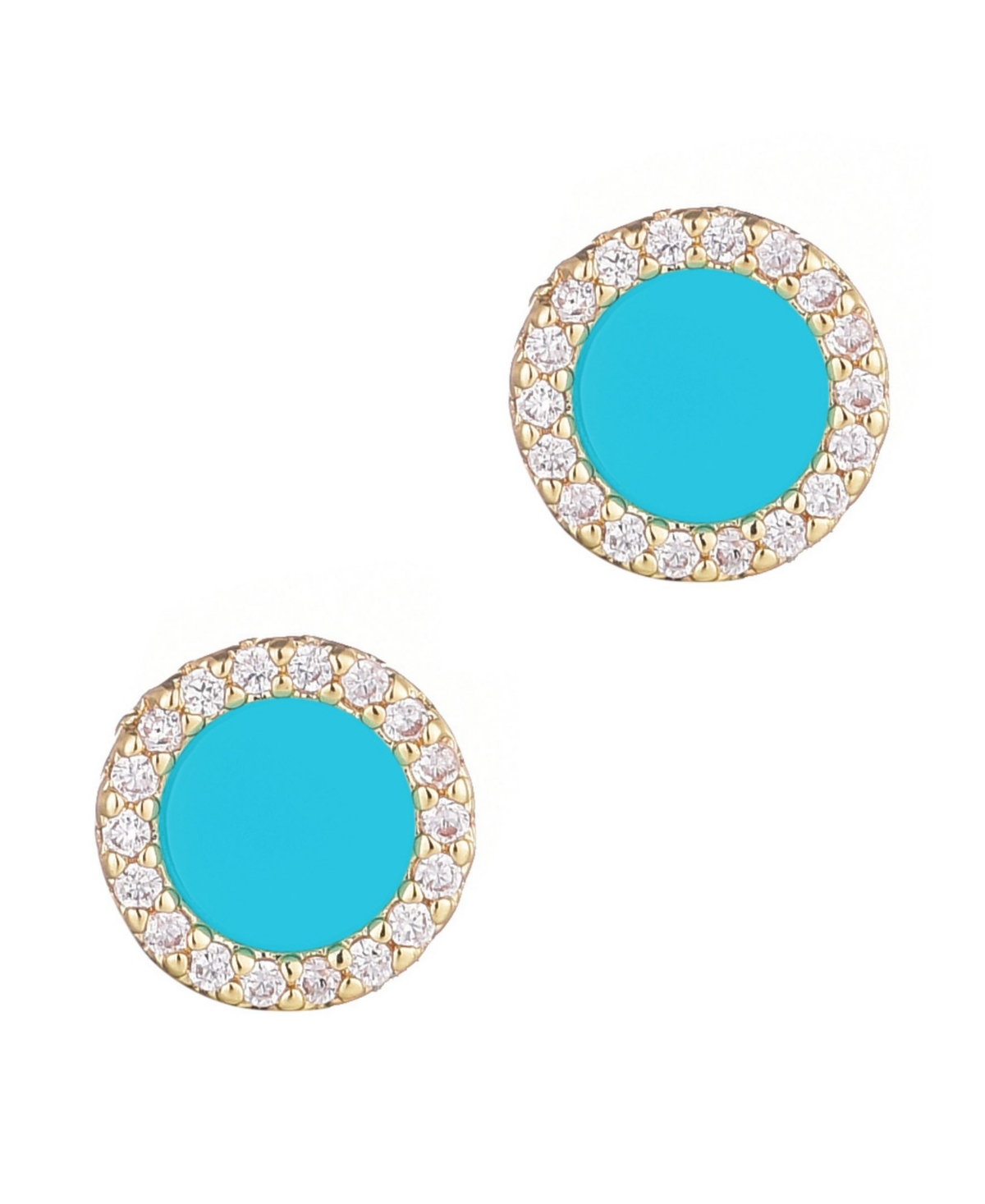 Click here for Adornia Gold Turquoise Circle Halo Stud Earrings -... prices