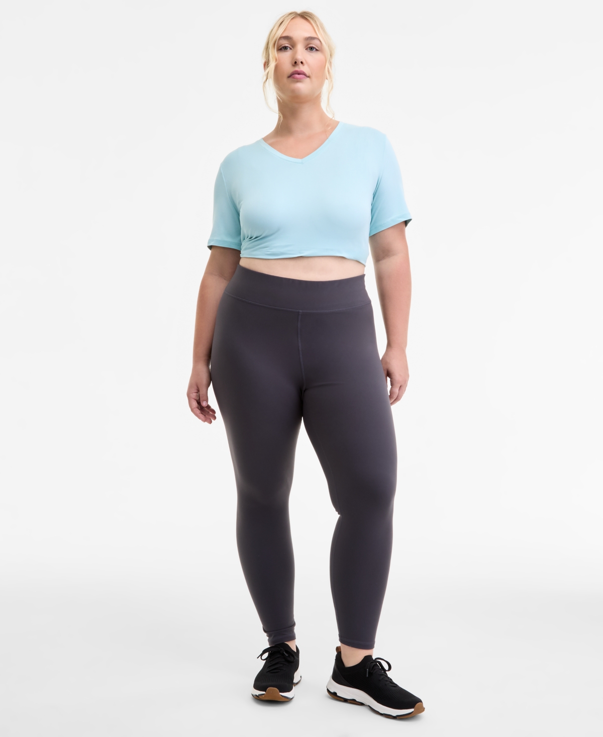 Id Ideology Plus Size Soft Flex High-Rise Leggings  Macys Exclusive - Deep Charcoal