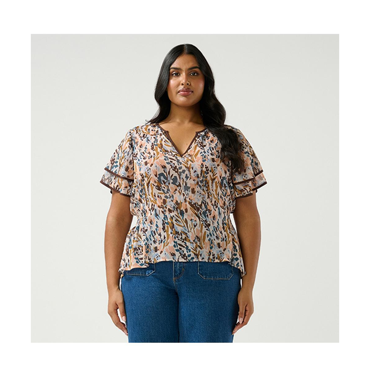 Click here for Bellarosa Floral V-Neck Top - Coral reef prices