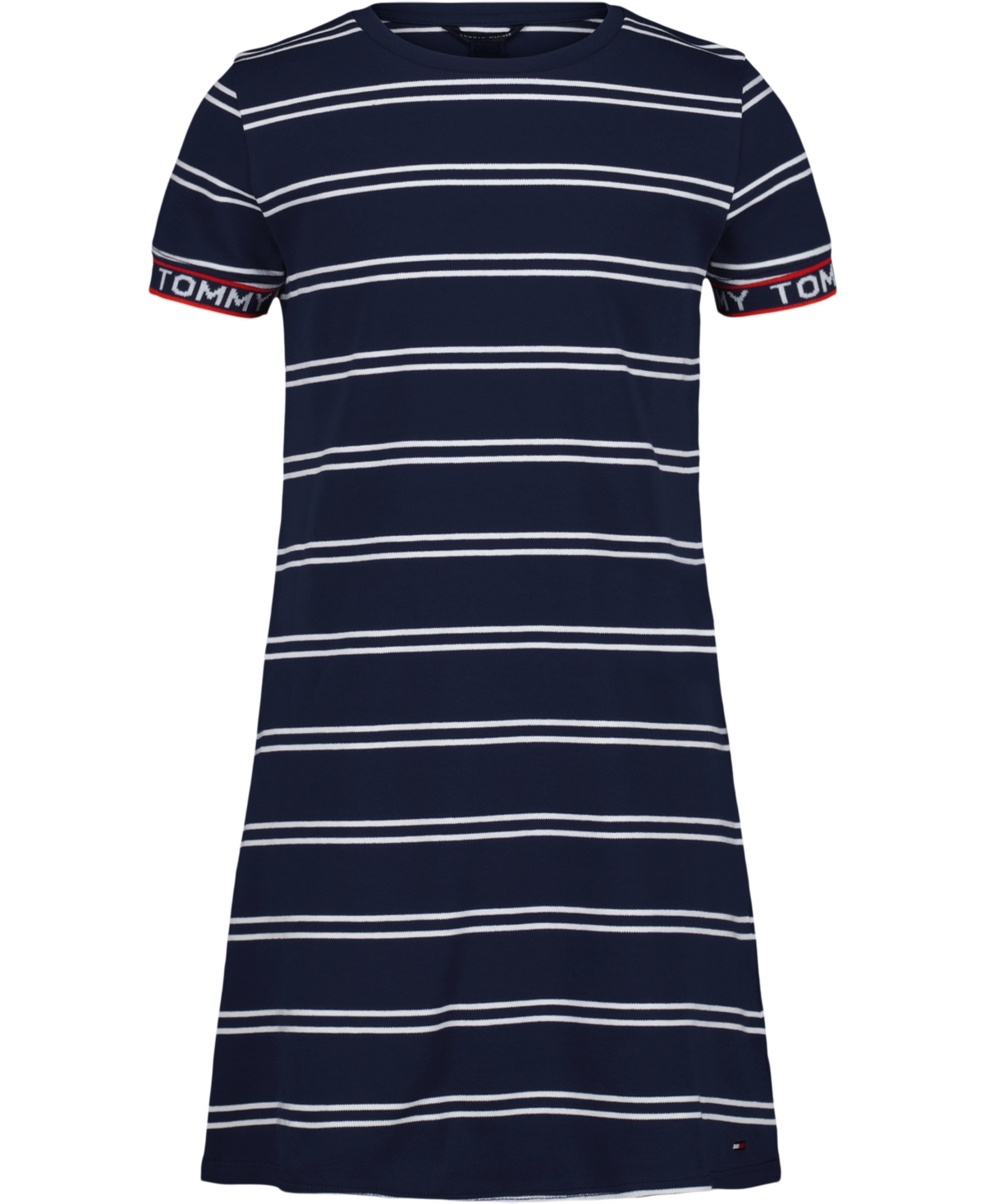 Tommy Hilfiger Big Girls Stripe Short Sleeve Play Dress - Medieval blue