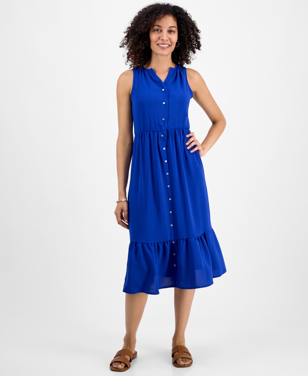 Click here for Style & Co Petite Button-Front Sleeveless Midi Dre... prices