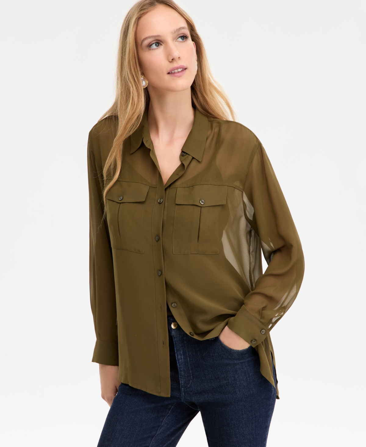 Click here for I.n.c. International Concepts Womens Button-Front... prices