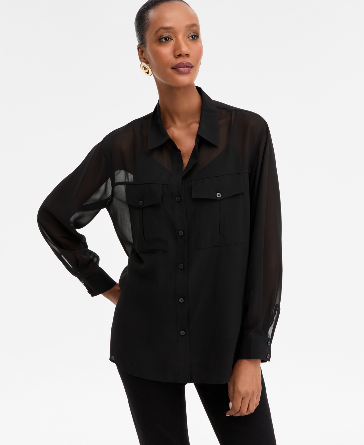Click here for I.n.c. International Concepts Womens Button-Front... prices