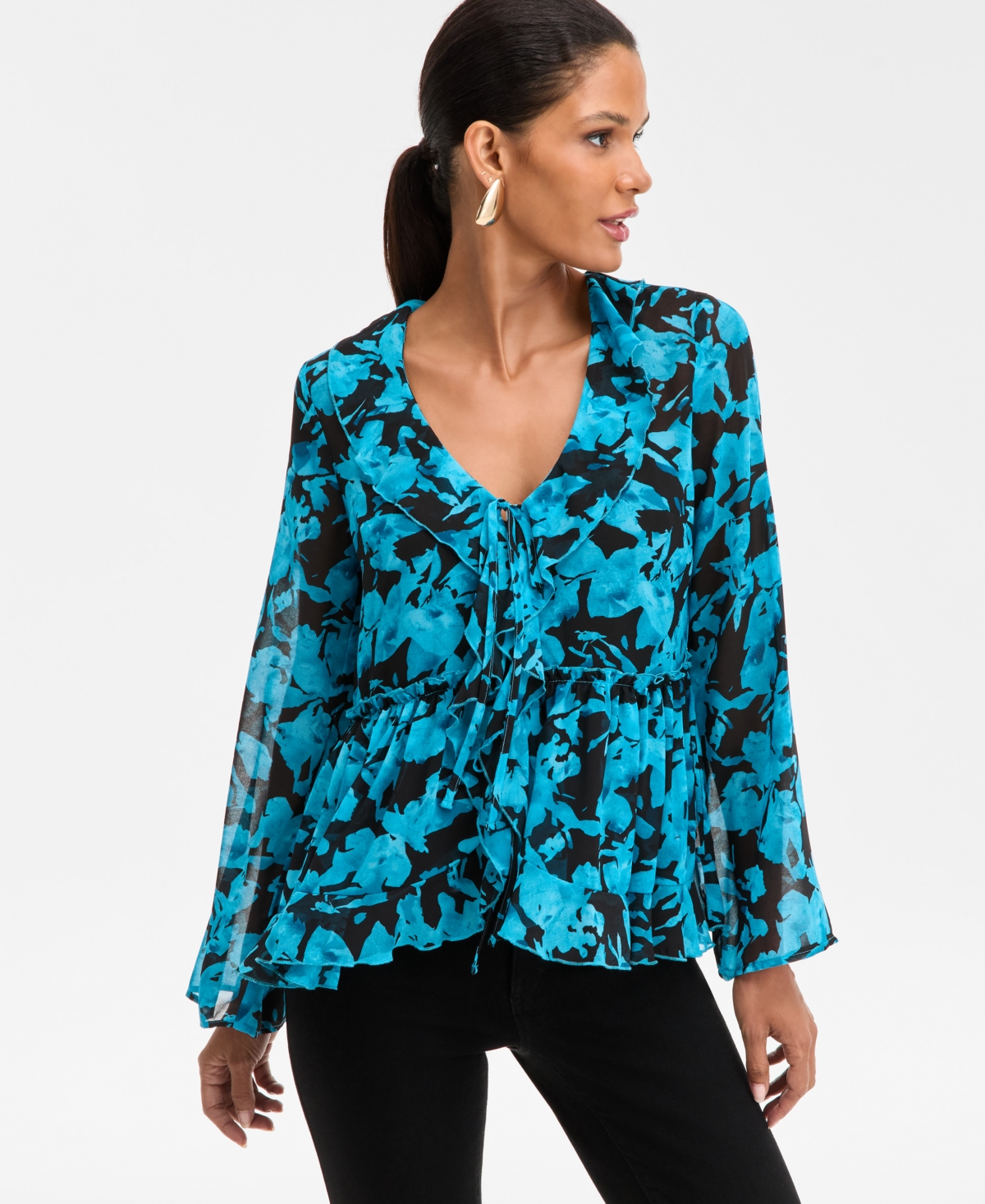 Click here for I.n.c. International Concepts Womens Printed Ruffl... prices