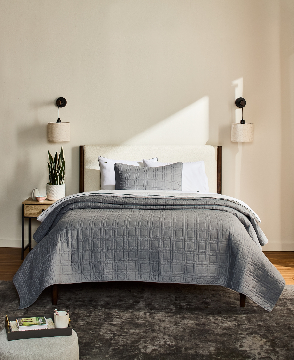 Click here for Lacoste Logo Cotton 2-Pc. Quilt Set  Twin - Gray prices