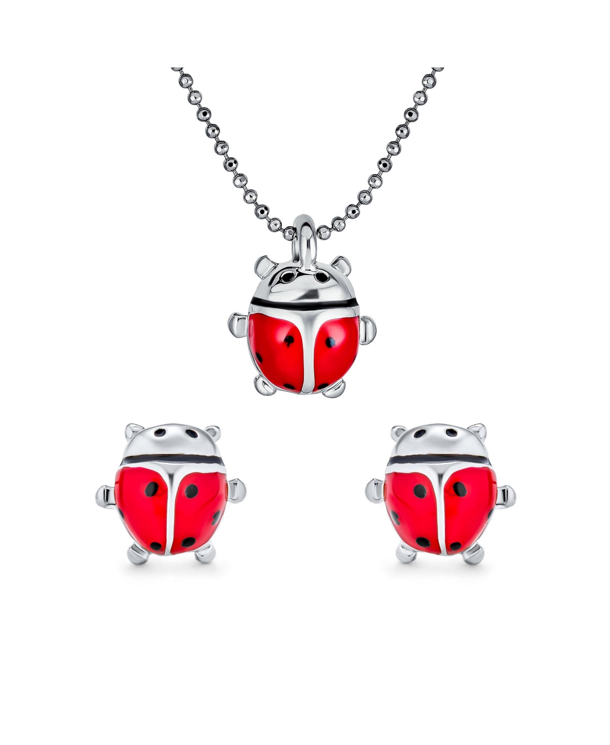 Click here for Bling Jewelry Small Red Enamel Ladybug Pendant Nec... prices