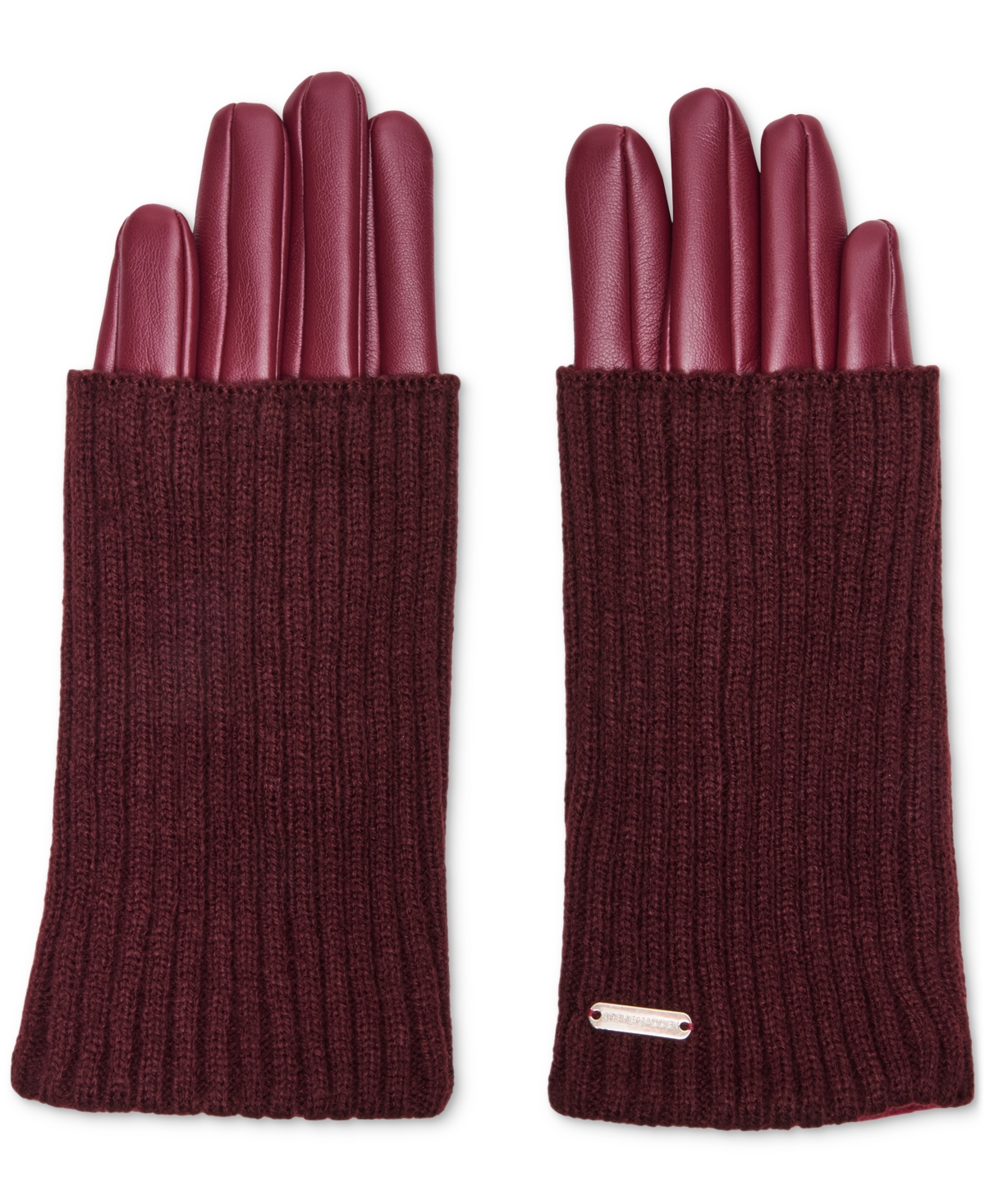Click here for Steve Madden Womens Mixed-Media Gloves - Dark Red prices