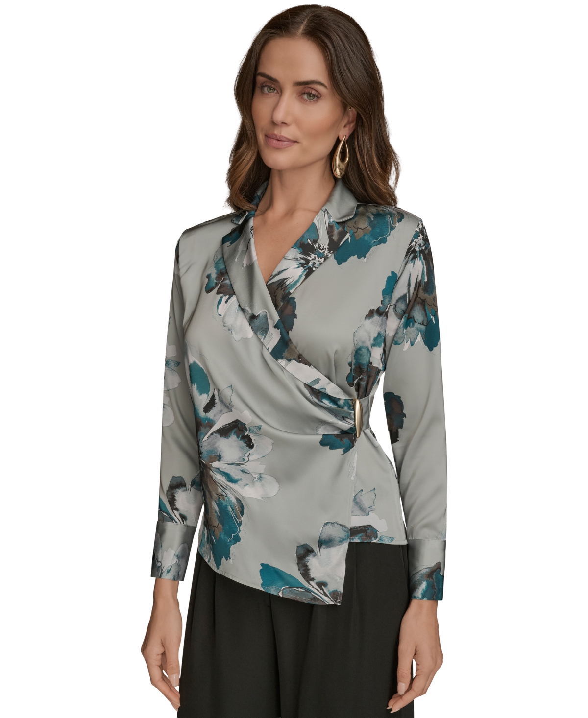 Click here for Donna Karan New York Petites Long-Sleeve Printed S... prices