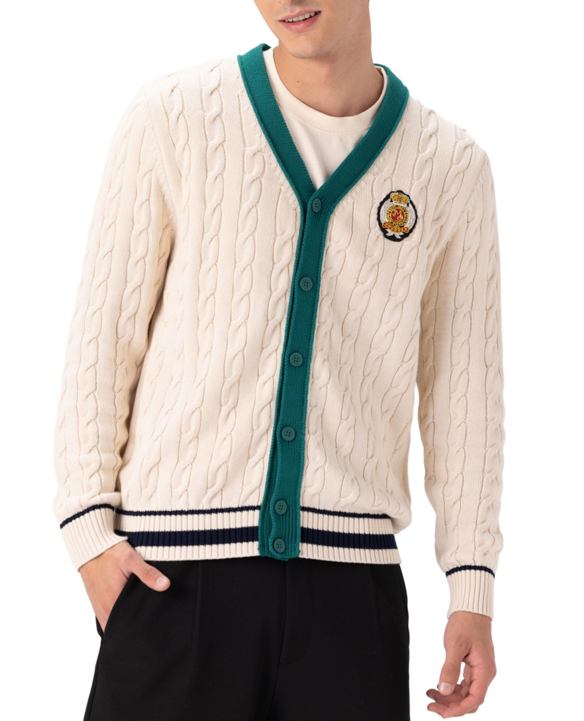 Click here for Members Only Mens Cable Knit Cardigan - Off-white prices
