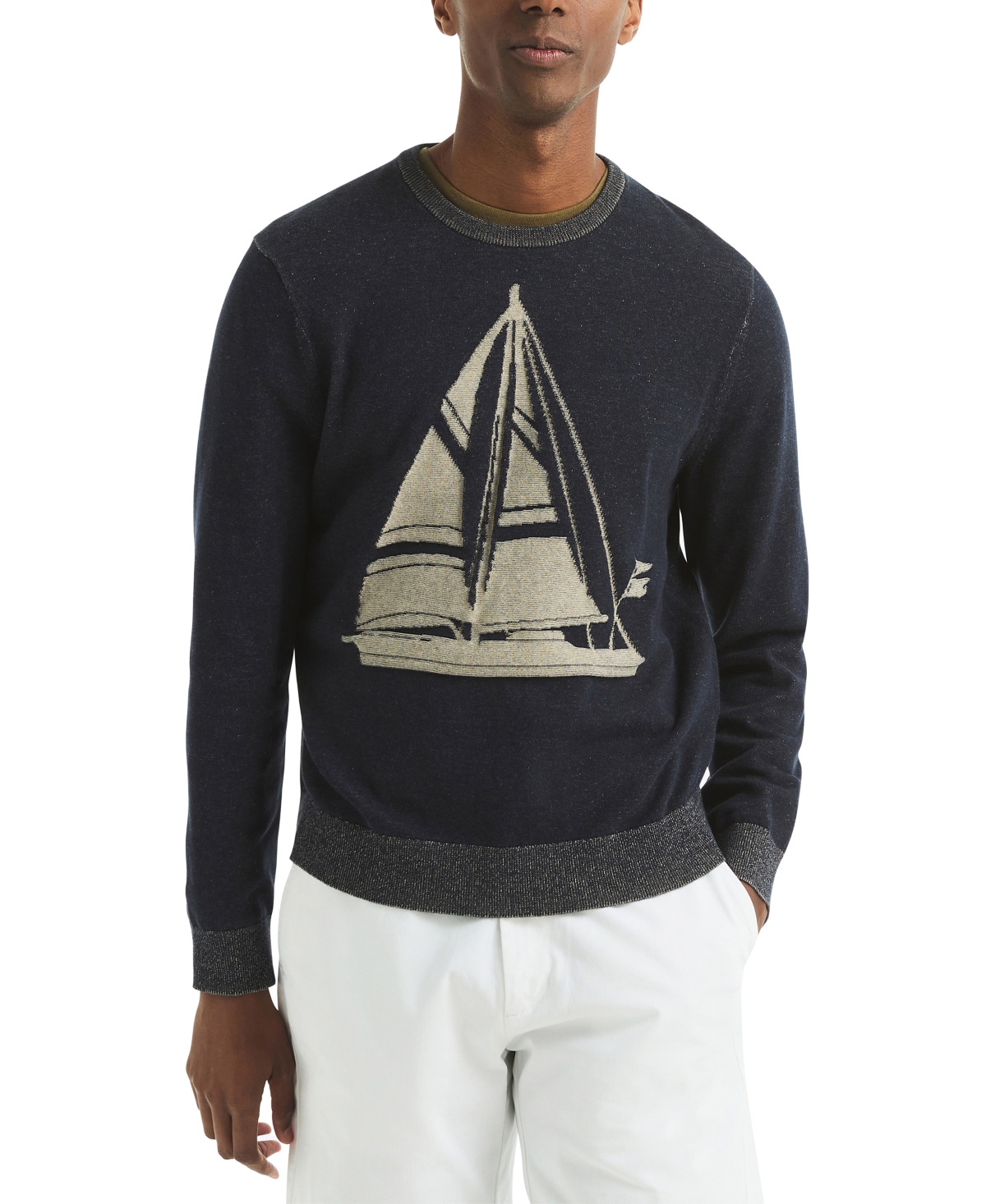 Click here for Nautica Mens Plaited Sailboat Graphic Crewneck Swe... prices