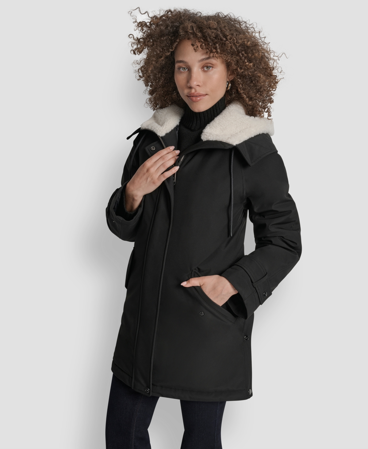 Click here for Dkny Womens Faux-Fur-Lined Hooded Softshell Coat -... prices