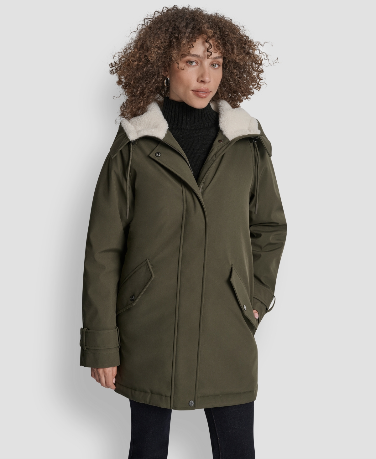 Click here for Dkny Womens Faux-Fur-Lined Hooded Softshell Coat -... prices