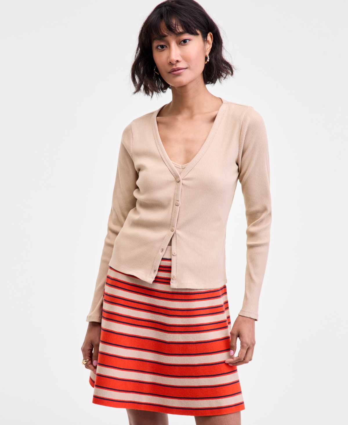 Click here for On 34th Womens Ribbed Striped Cardigan  Macys Excl... prices